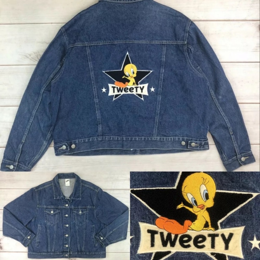 Warner Bros Tweety Bird Looney Tunes Denim Jacket - Gem